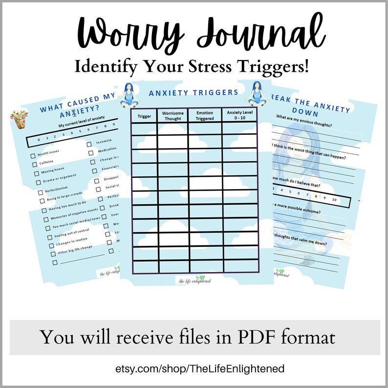 Calming Worry Workbook Printable Worry Journal Mood - Etsy