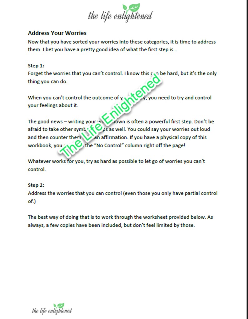 Unwind Workbook Printable to Manage Overwhelm Worry and Stress 10 ...