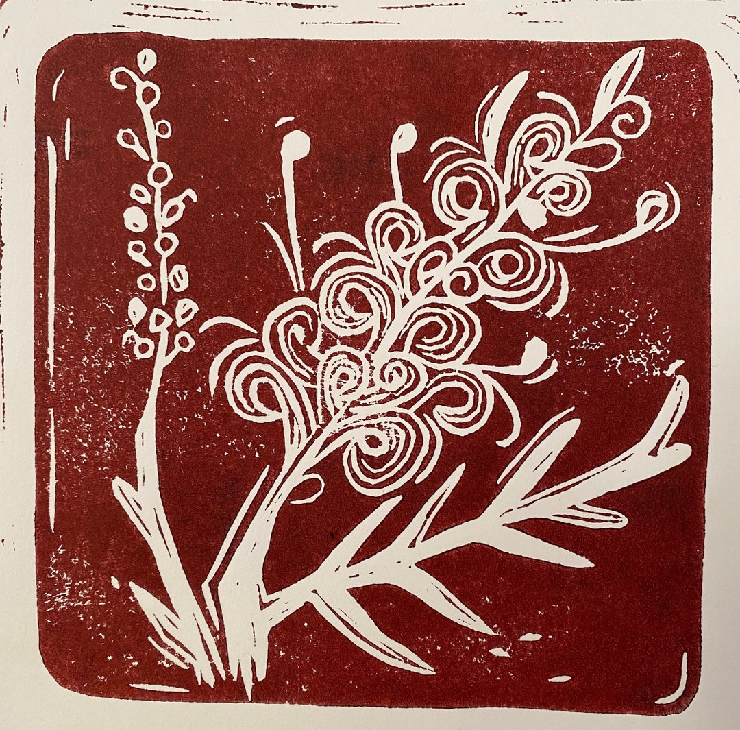 Grevillea Original Lino Print - Etsy