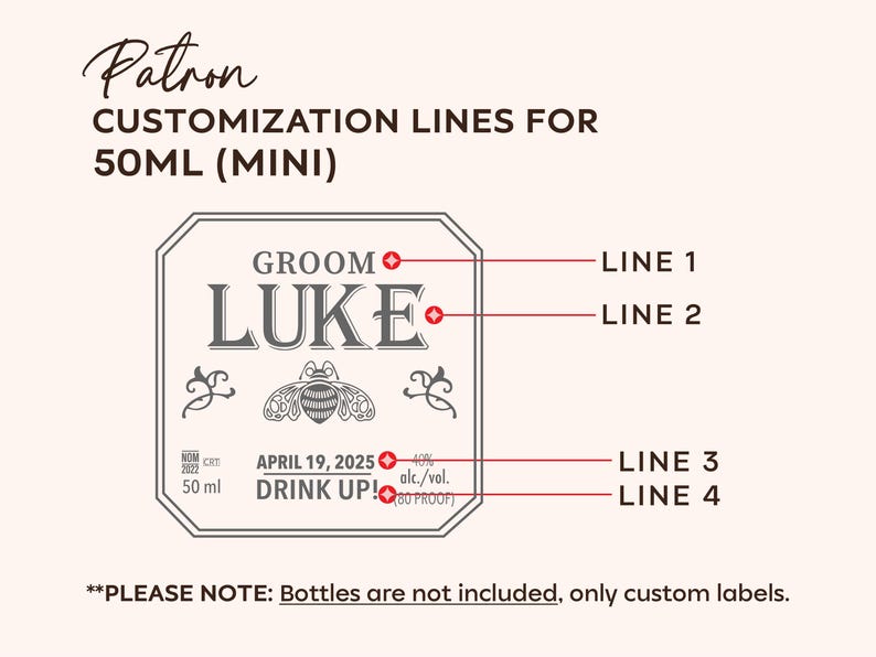 Wedding Mini Party Favor Patron Label Tequila Customized Names for ...