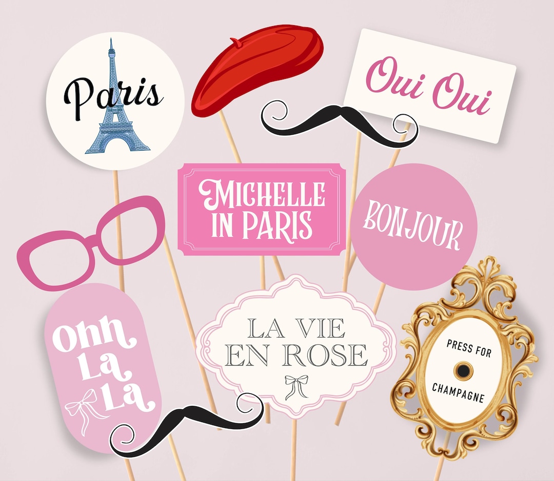 Paris Theme Photo Props for Parisian Birthday Photo Booth French Theme Photo Props for Coquette ...