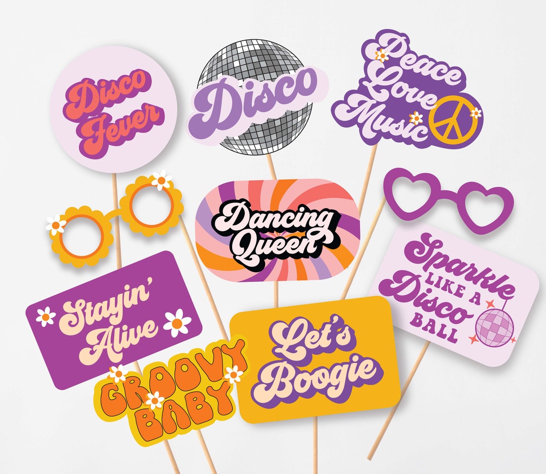 Disco Theme Photo Props, Disco Theme Party Supplies, Groovy Disco Theme ...