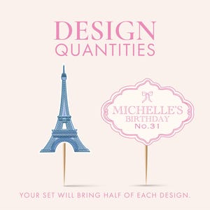 Paris Theme Party Cupcake Toppers Eiffel Tower Birthday Decoration ...