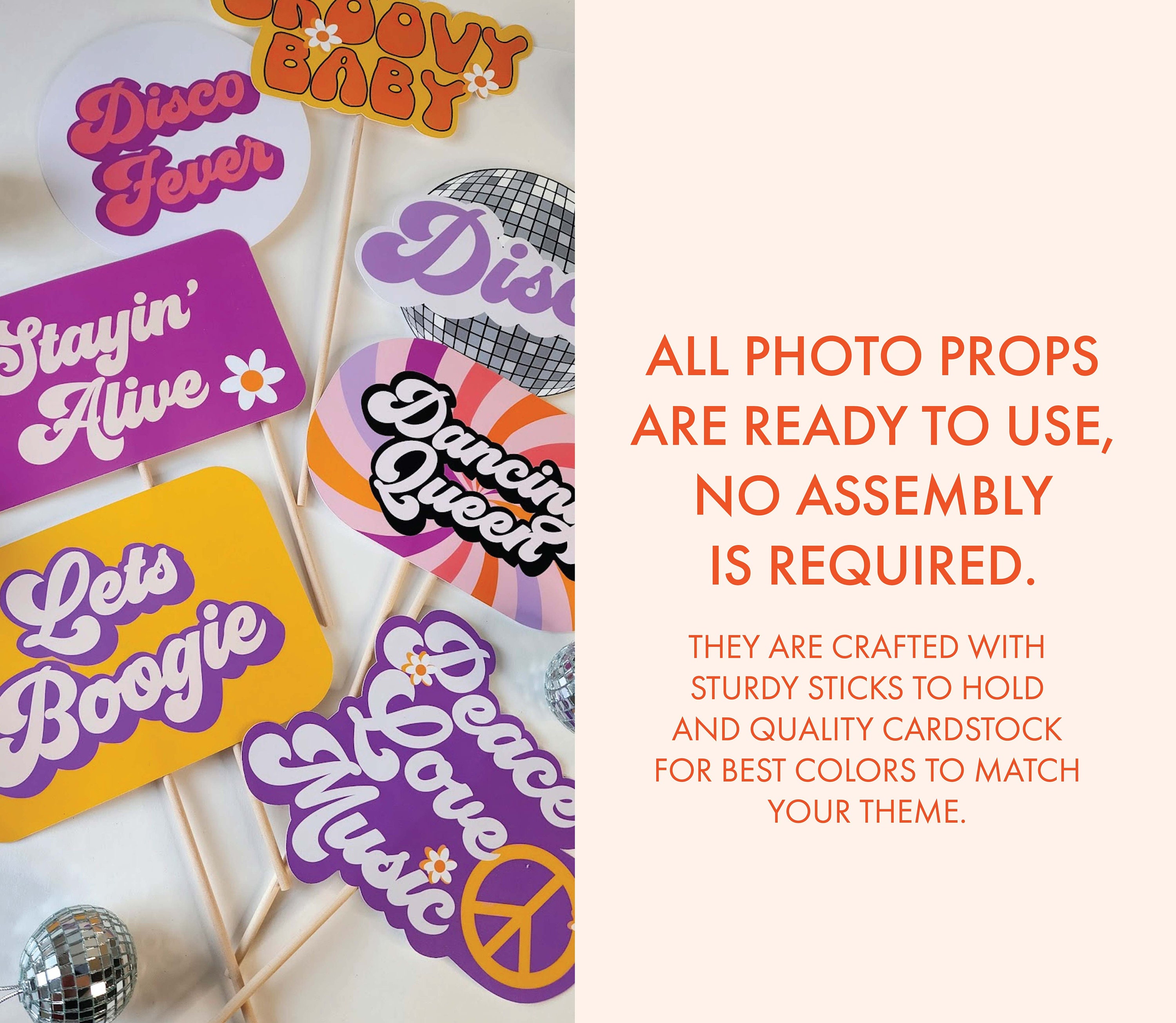 Disco Theme Photo Props, Disco Theme Party Supplies, Orange Groovy ...