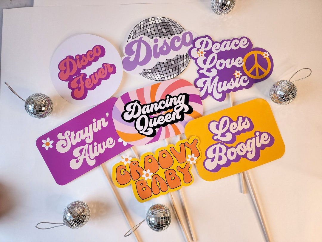 Disco Theme Photo Props Disco Theme Party Supplies Groovy - Etsy
