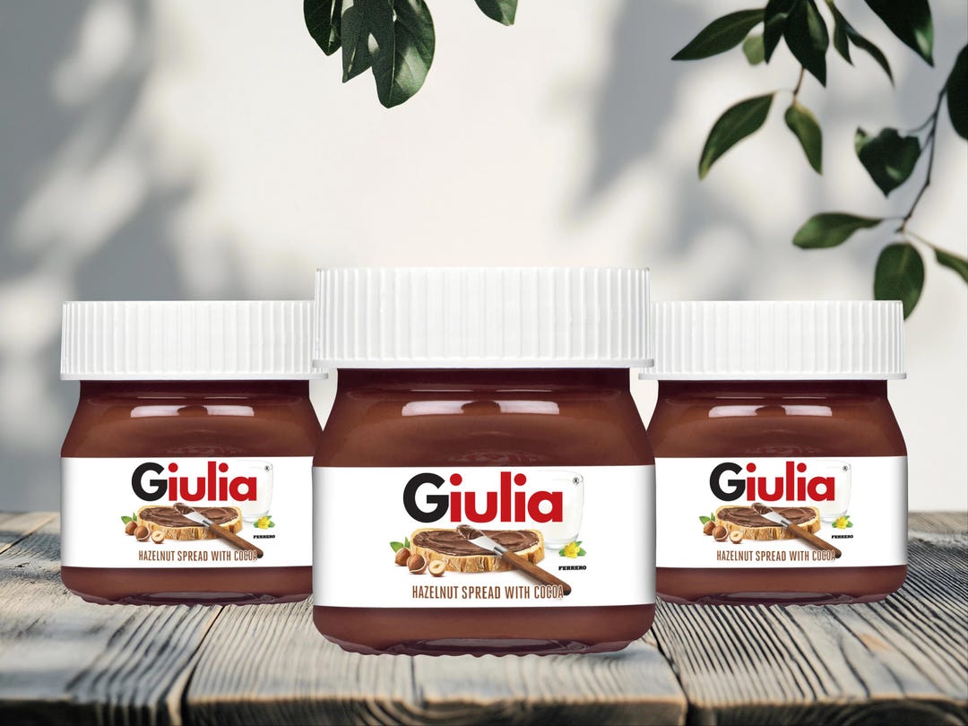Custom Mini Nutella Labels for Chocolate Hazelnut Party Favors ...