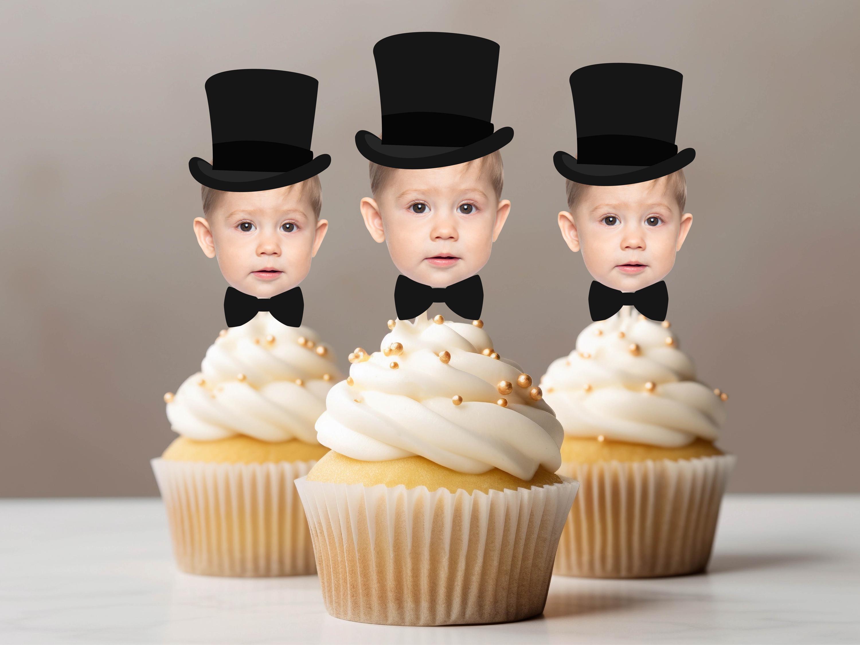 Mr Onederful Face Photo Party Top Hat Cupcake Topper for Classy Bow ...