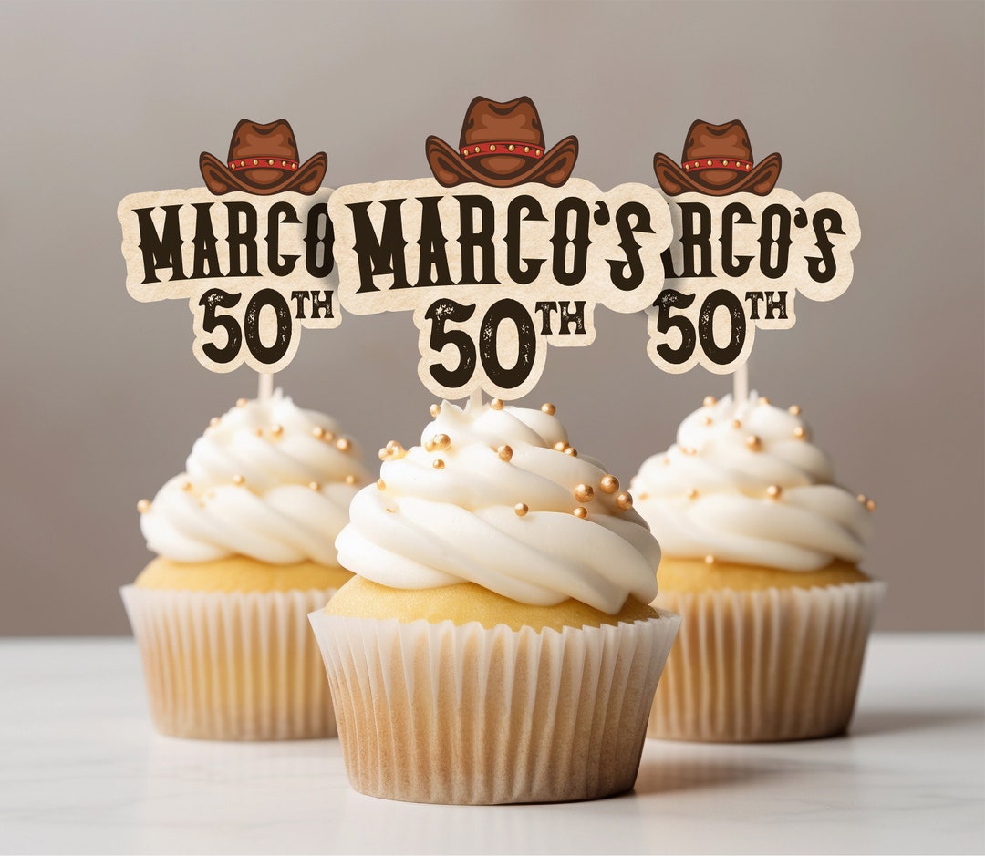 Custom Cowboy Cupcake Topper for Cowboy Birthday Cupcakes Custom Cowboy ...