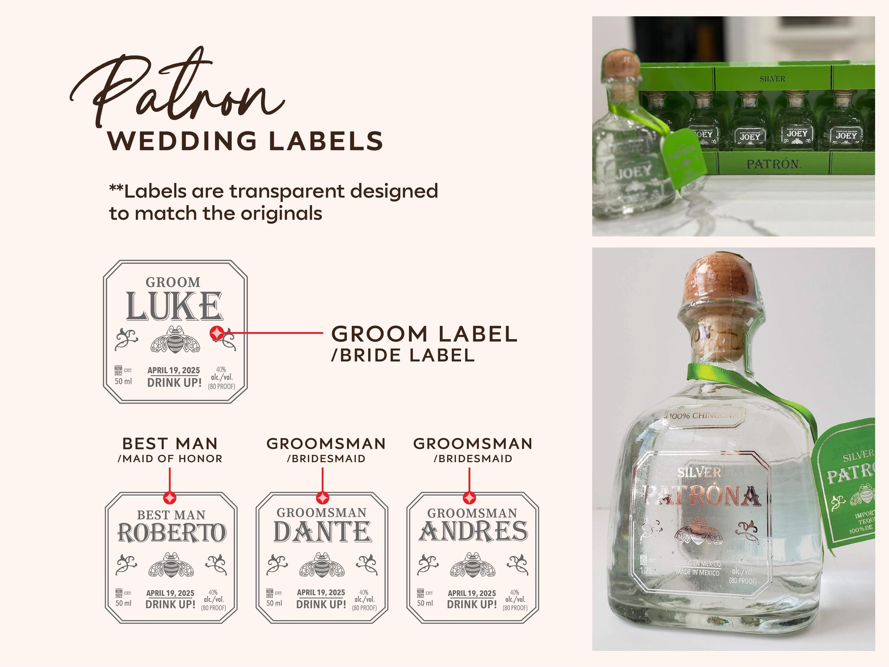 Wedding Mini Party Favor Patron Label Tequila Customized Names for ...