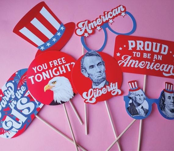 Patriotic Photo Booth Props for American Political Party Favors for Party in the USA Decor American Patriot Party Props for American Party Etsy UK