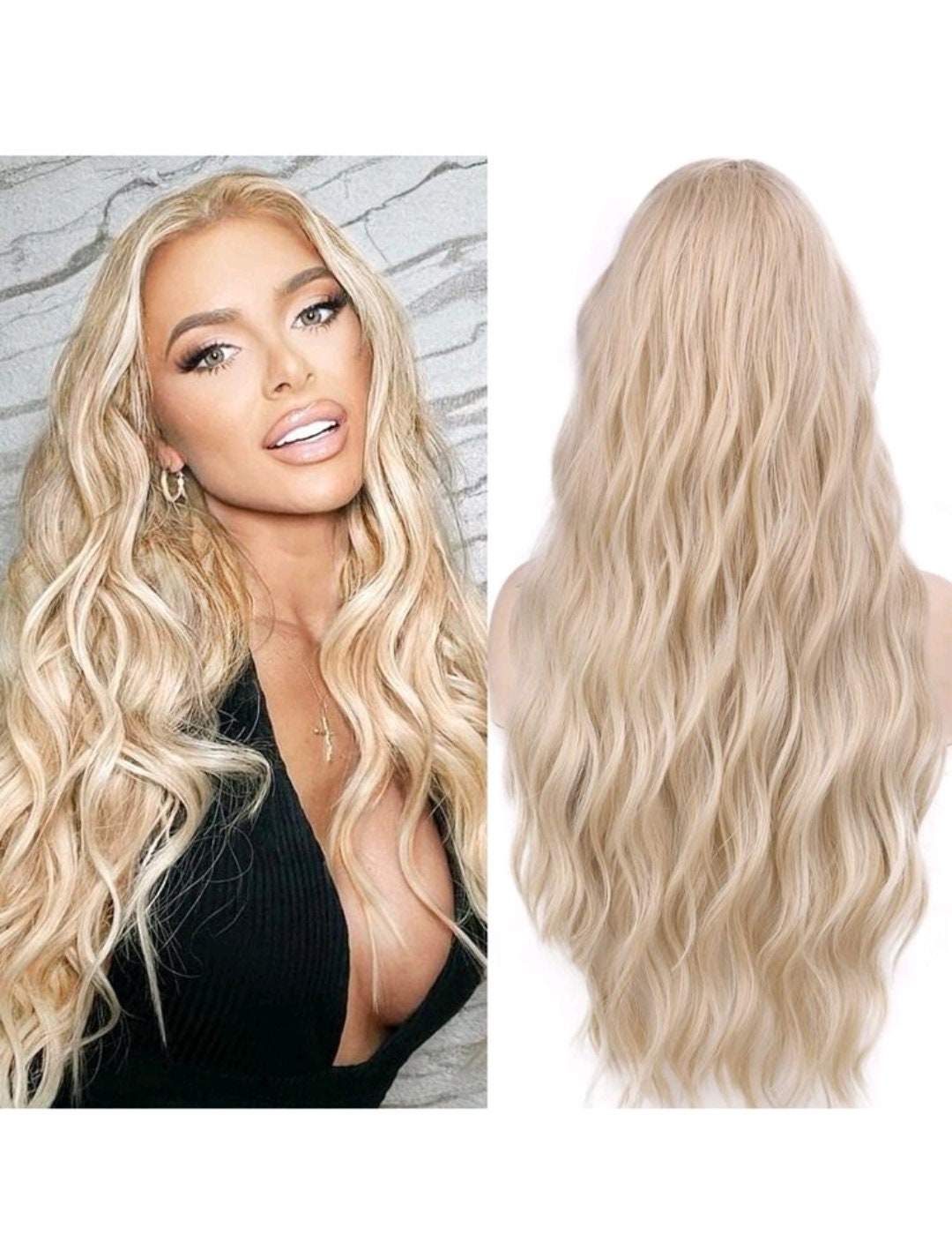 Light Blonde Wigcurly Wiglong Blonde Wiglong And Wavy Etsy