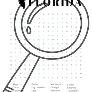 Florida Word Search Puzzle: Fun US State Activity (printable PDF) - Etsy