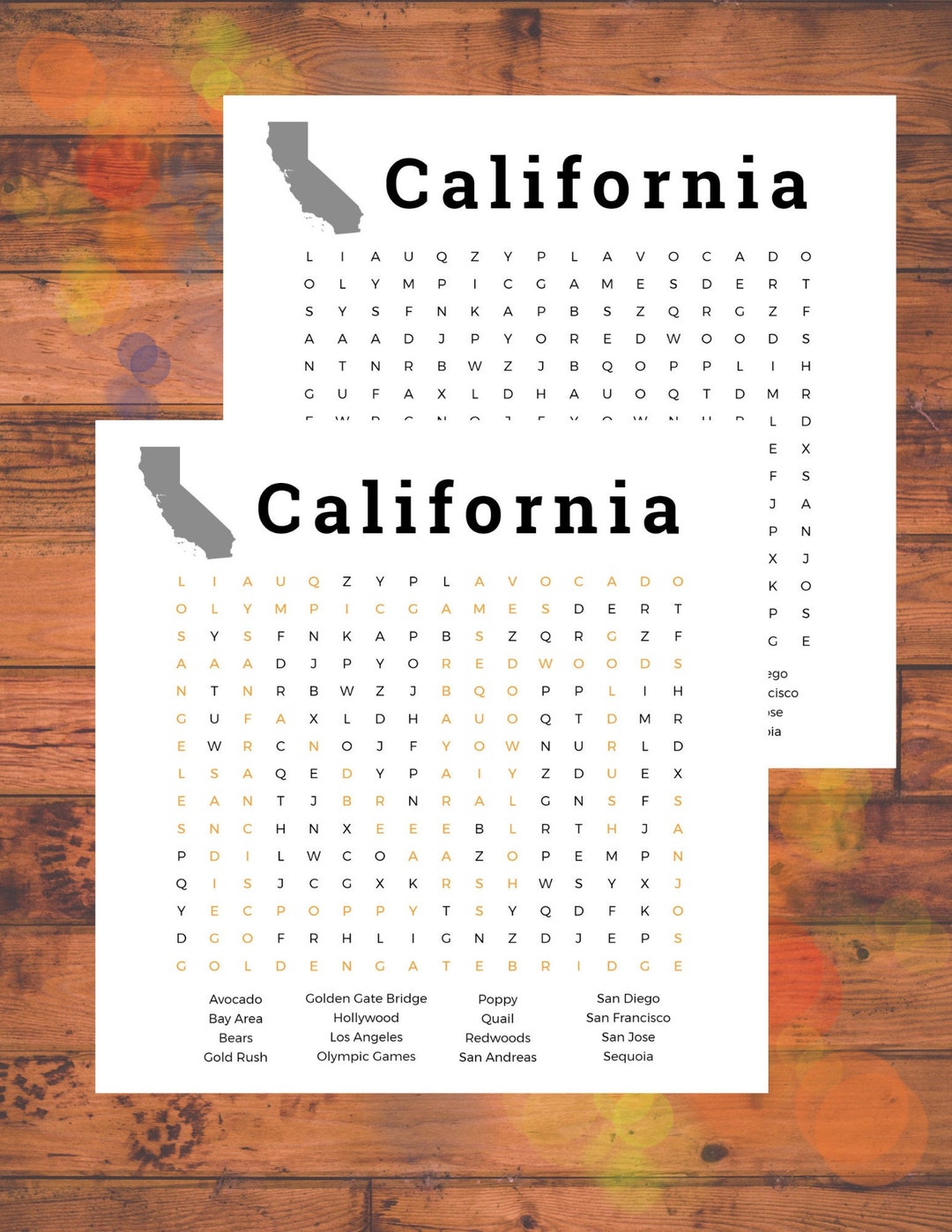 California Word Search, Learn and Play, Fun Word Puzzle, Word Find, US ...