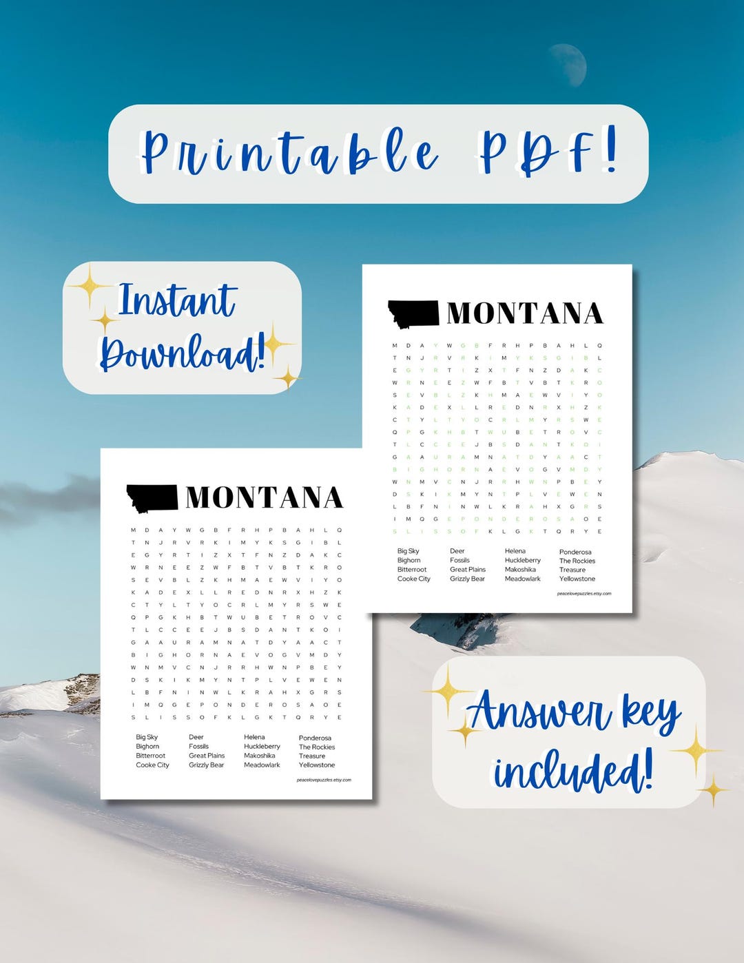 Montana Word Search Puzzle: Learn State Facts, Printable Activity (PDF ...