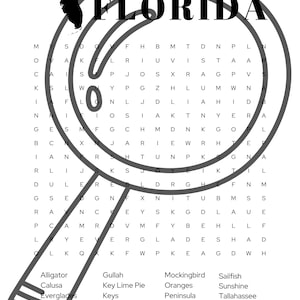 Florida Word Search Puzzle: Fun US State Activity (printable PDF) - Etsy