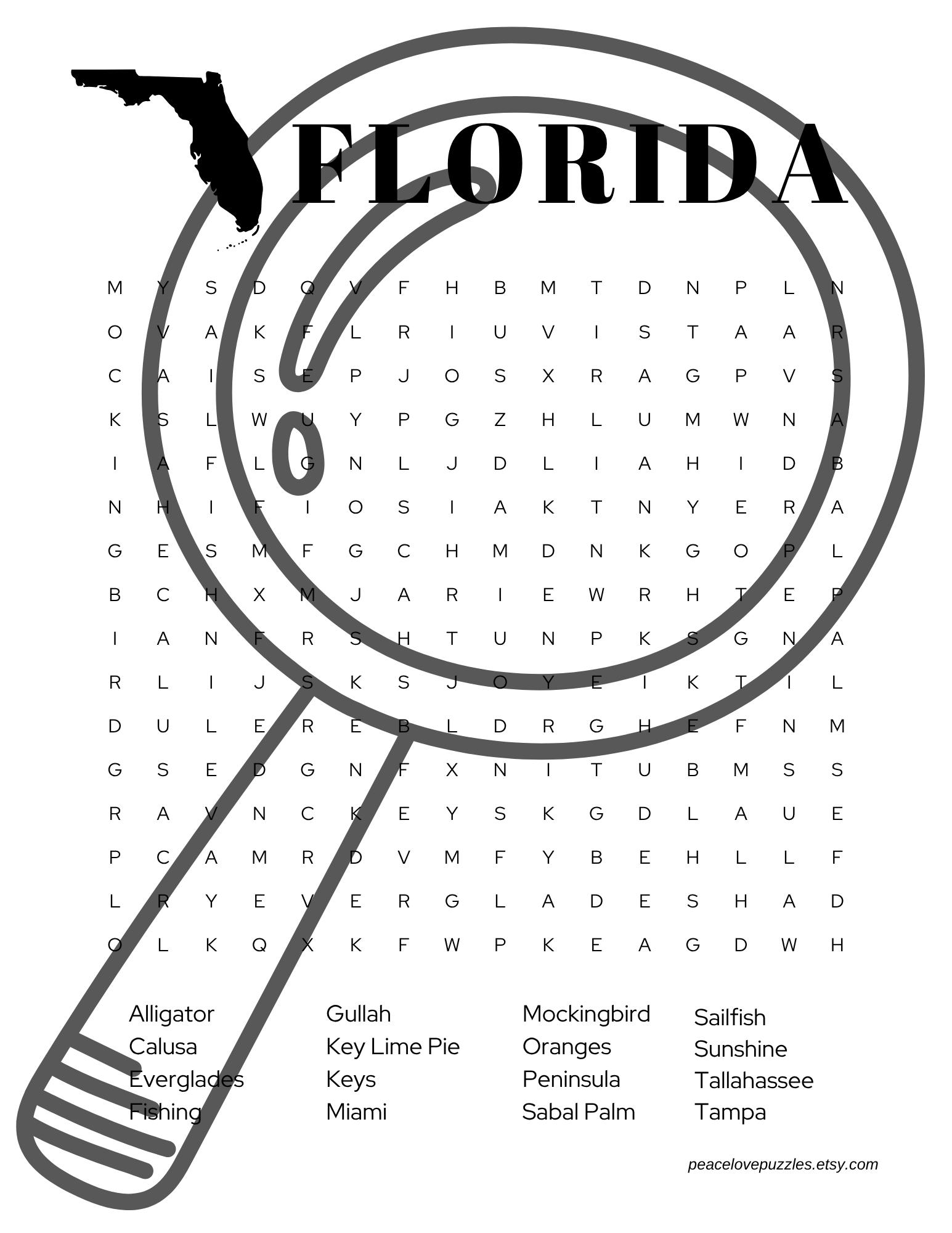 Florida Word Search Puzzle: Fun US State Word Find | Homeschool Lesson ...