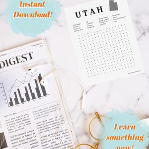 Utah Word Search Puzzle: Fun Travel Brain Game (printable PDF) - Etsy