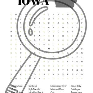 Iowa Word Search Puzzle: Learn & Play Brain Game (printable PDF) - Etsy