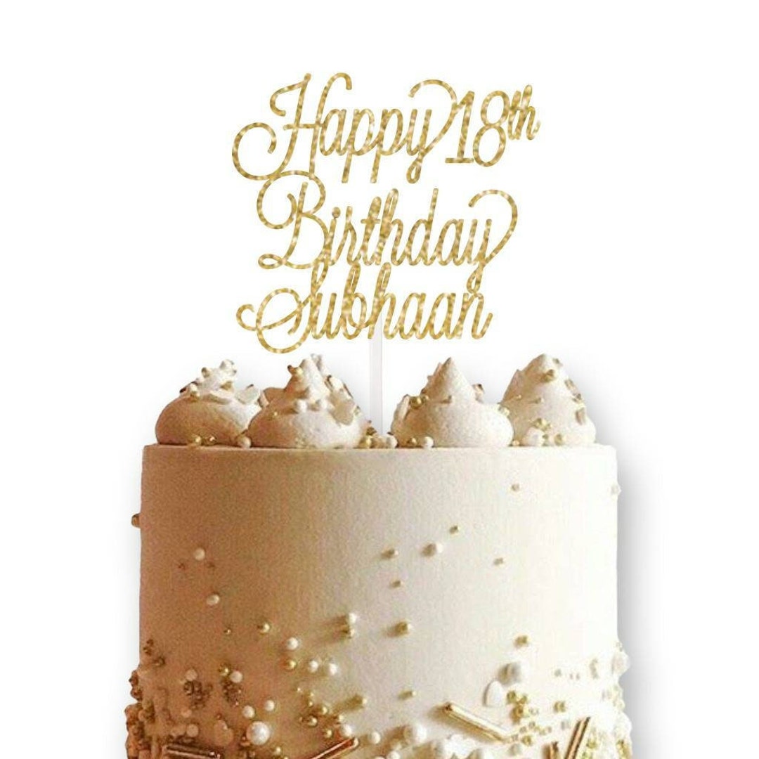 Happy Birthday With Age and Name Card Cake Topper - Etsy