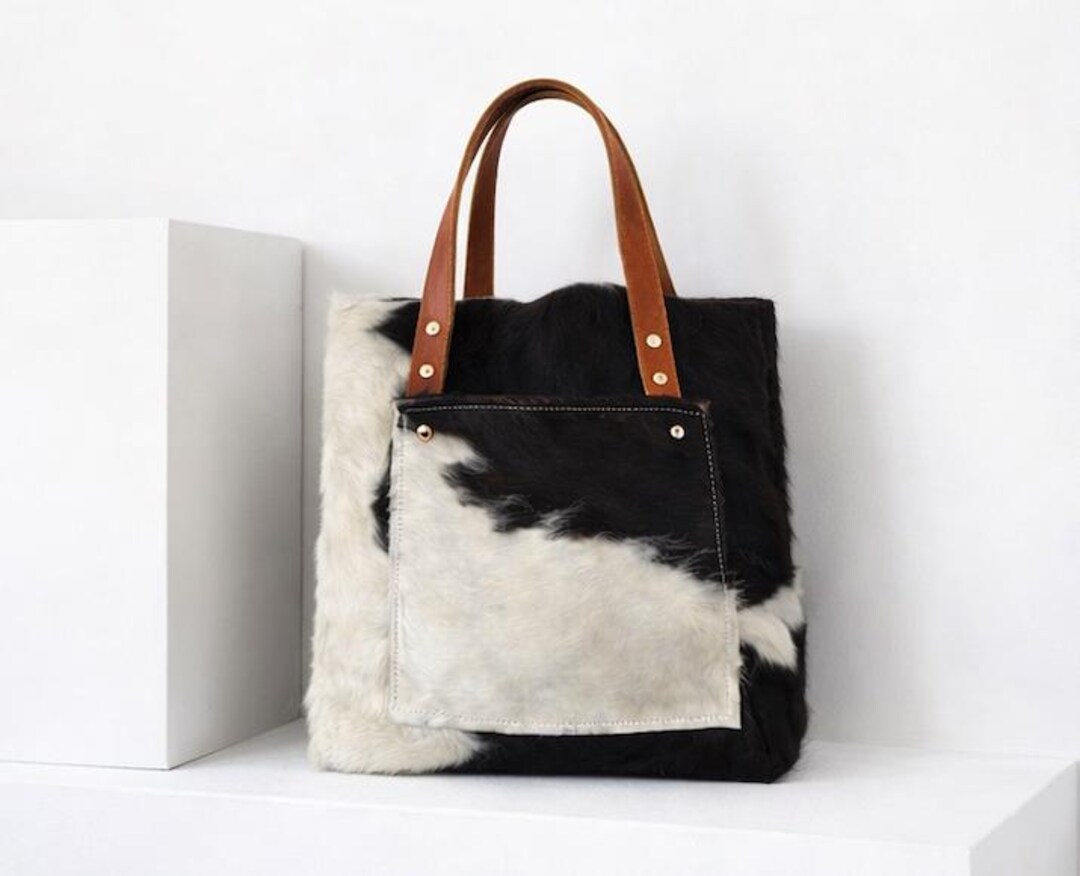 Handmade Cowhide Tote Bag – One-of-a-kind Hair-on-hide Leather Purse ...