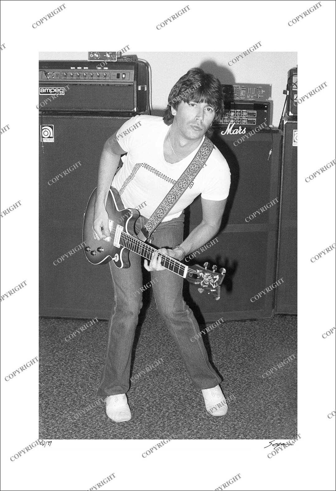 Pat Travers, 1981 in Rehearsal Candid Photo SIGNATURE SERIES Hand ...