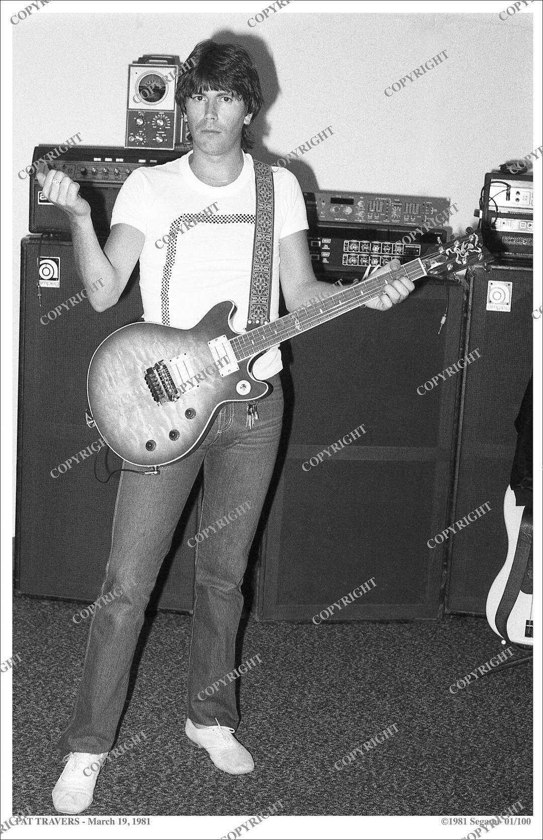 Pat Travers in Rehearsal Candid 1981 17x11 Original Numbered Segami ...