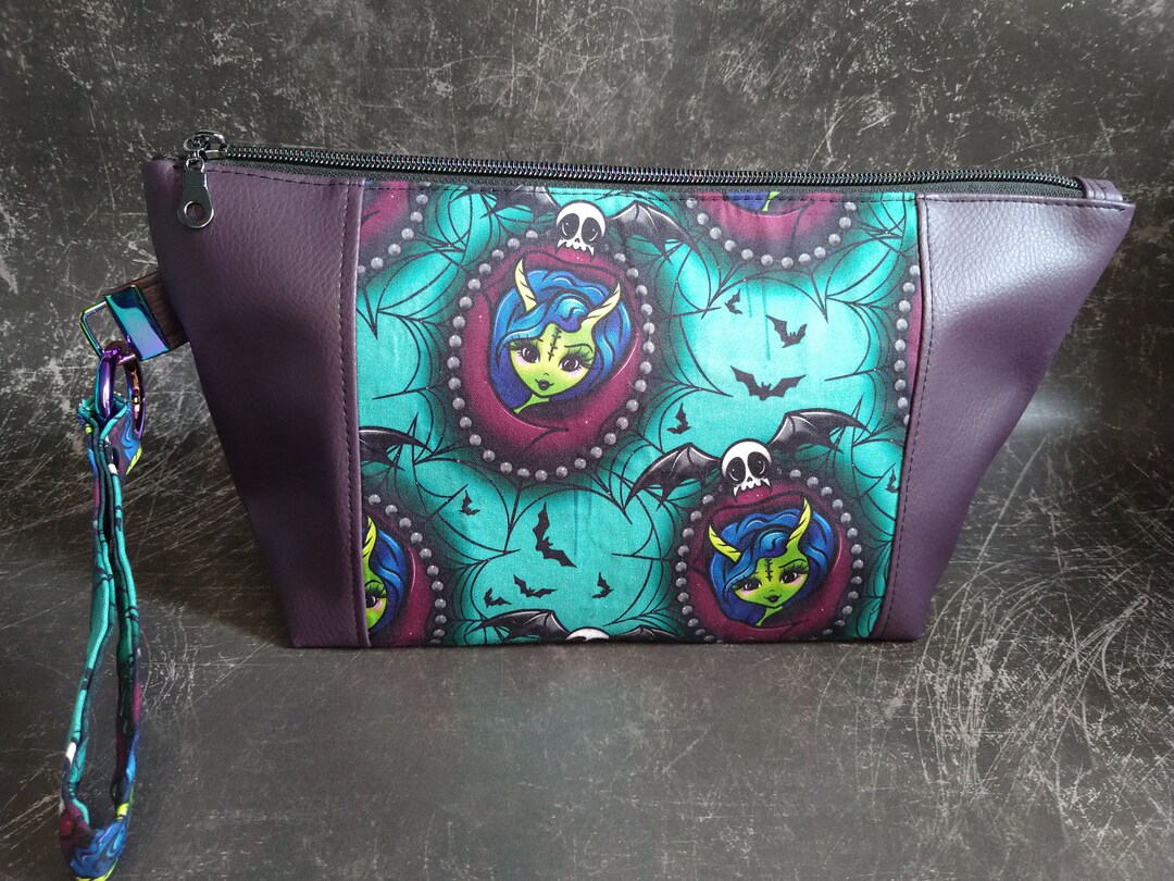 Goth Halloween Travel Pouch: Wicked Woman, Skulls & Bats - Etsy