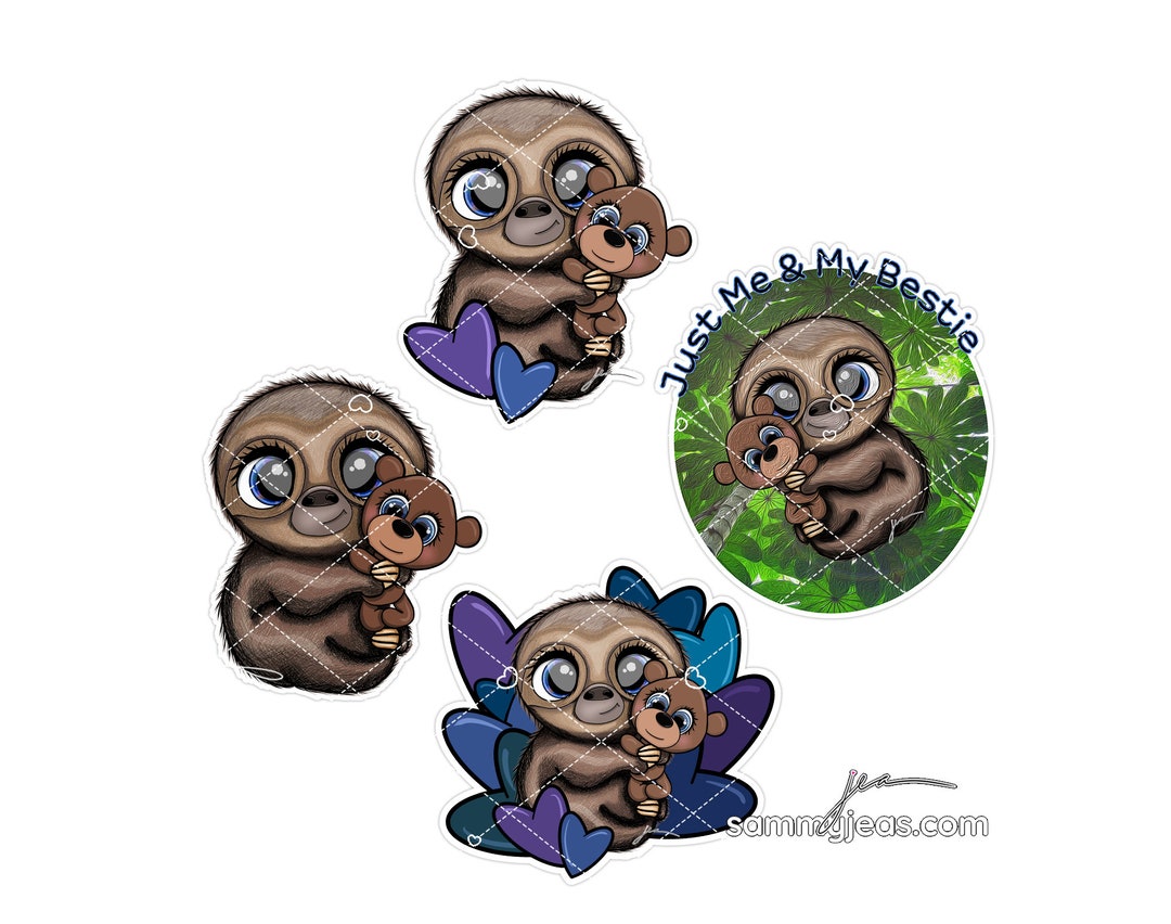 Friendship Sticker Set Teddy Bear Three-toed Sloth - Etsy