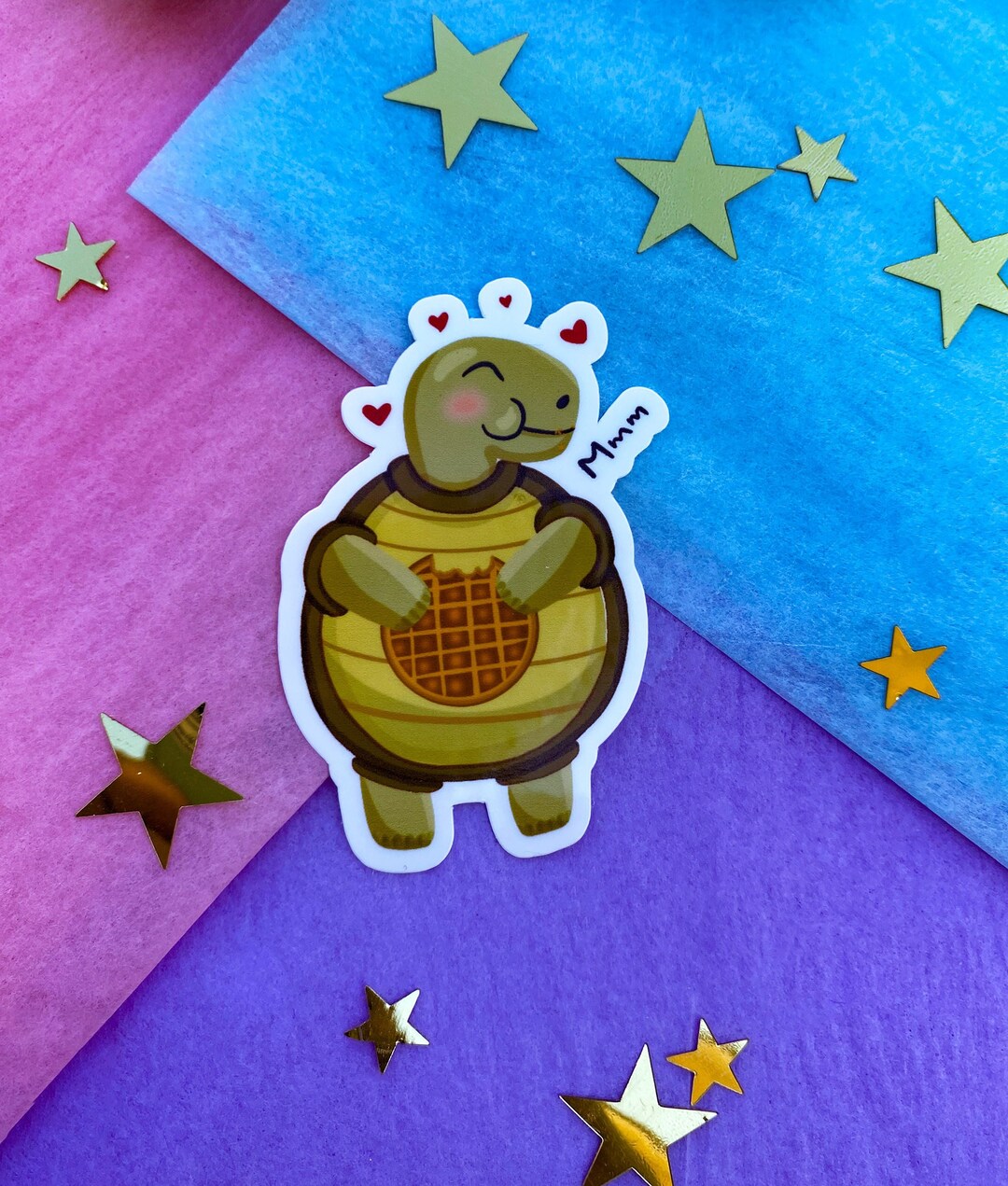 Pokey the Turtle Eating a Waffle | Waterproof Stickers | Animal ...