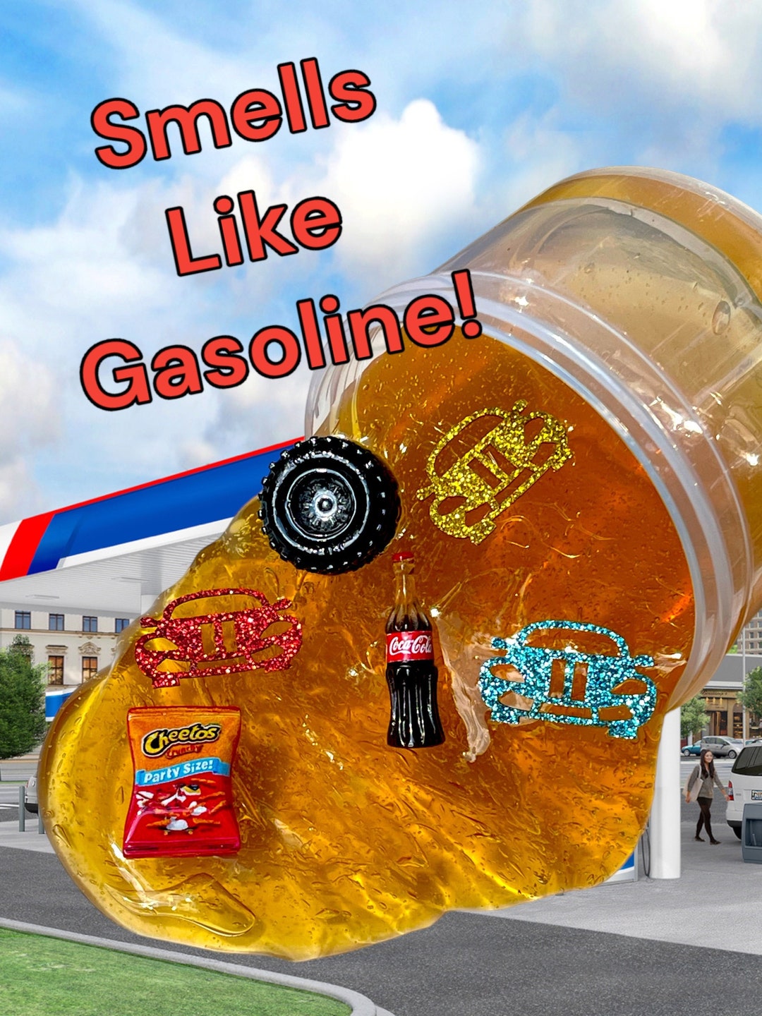 Gas Station Stop Slime Gasoline Scented Thick and Stretchy Clear Slime ...