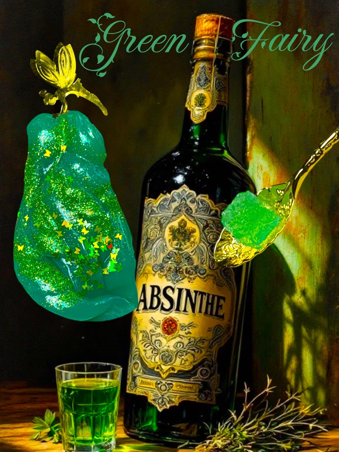 Green Fairy Absinthe Themed Clear and Stretchy Glitter Slime - Etsy