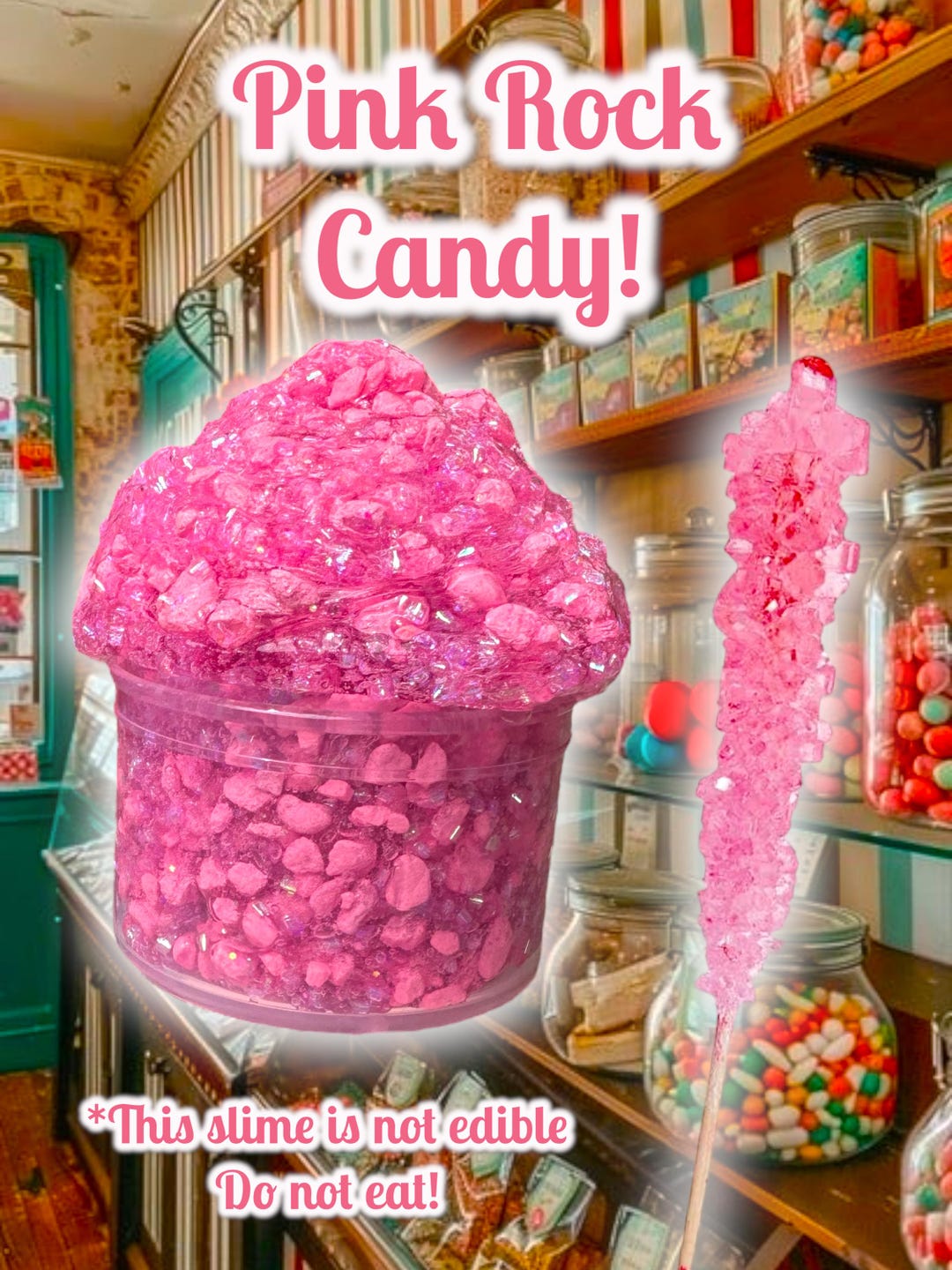 Pink Rock Candy Slime Sweet Candy Theme Stretchy Crunchy Clear Rock ...