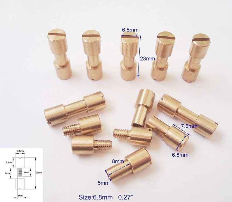 Set of 10 Brass and Steel Corby Bolt Fasteners for Tactical Lock Rivets ...