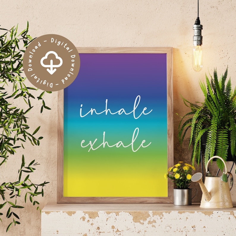 Inhale Exhale Poster - Digital Download Printable Wall Art Print - Yoga ...