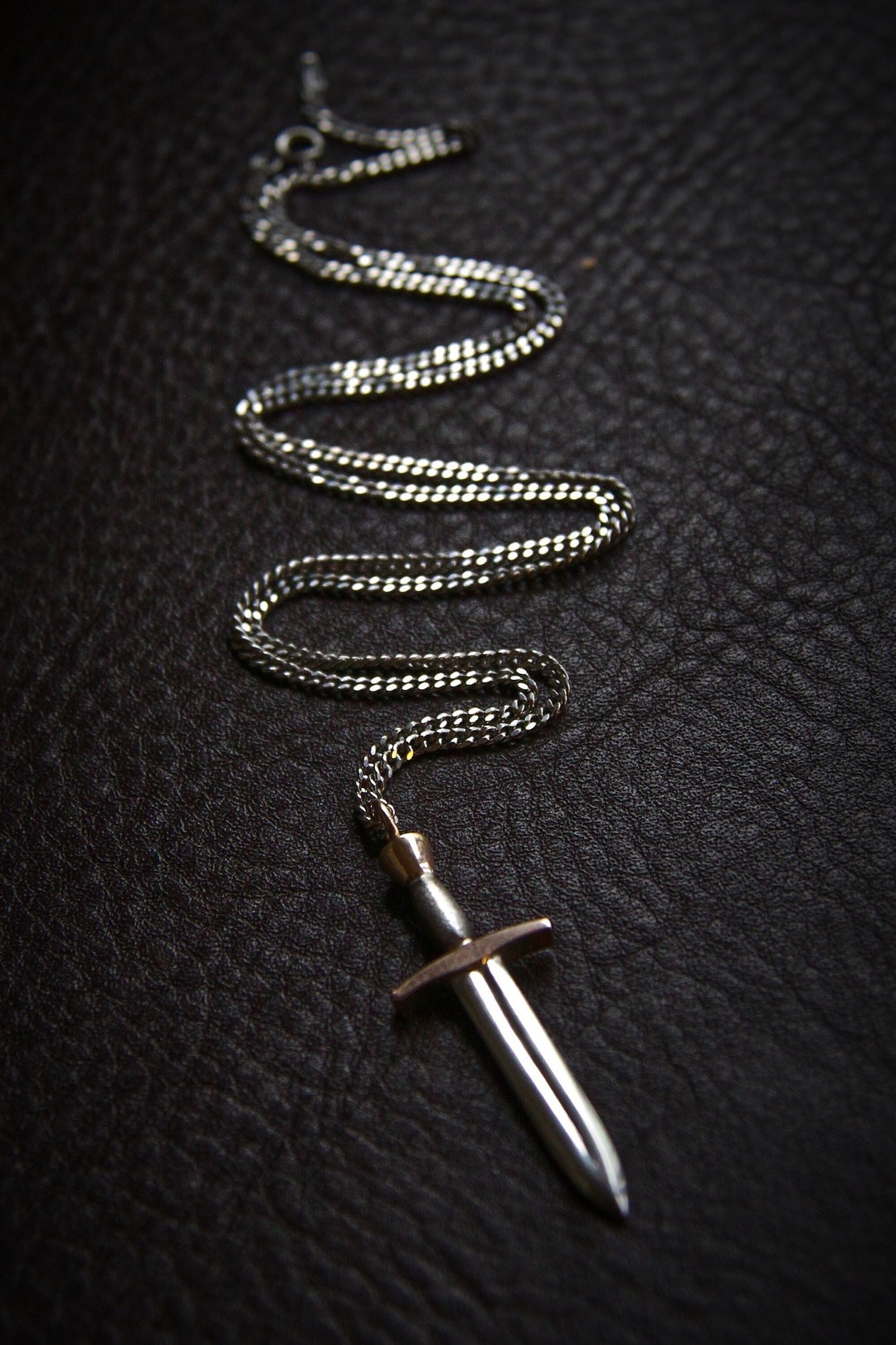 9ct Gold and Sterling Silver Dagger Pendant - Etsy