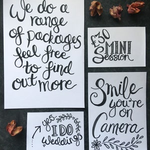 A4 Chalk Board Handwritten Signs, Modern Calligraphy Writing, Wedding ...