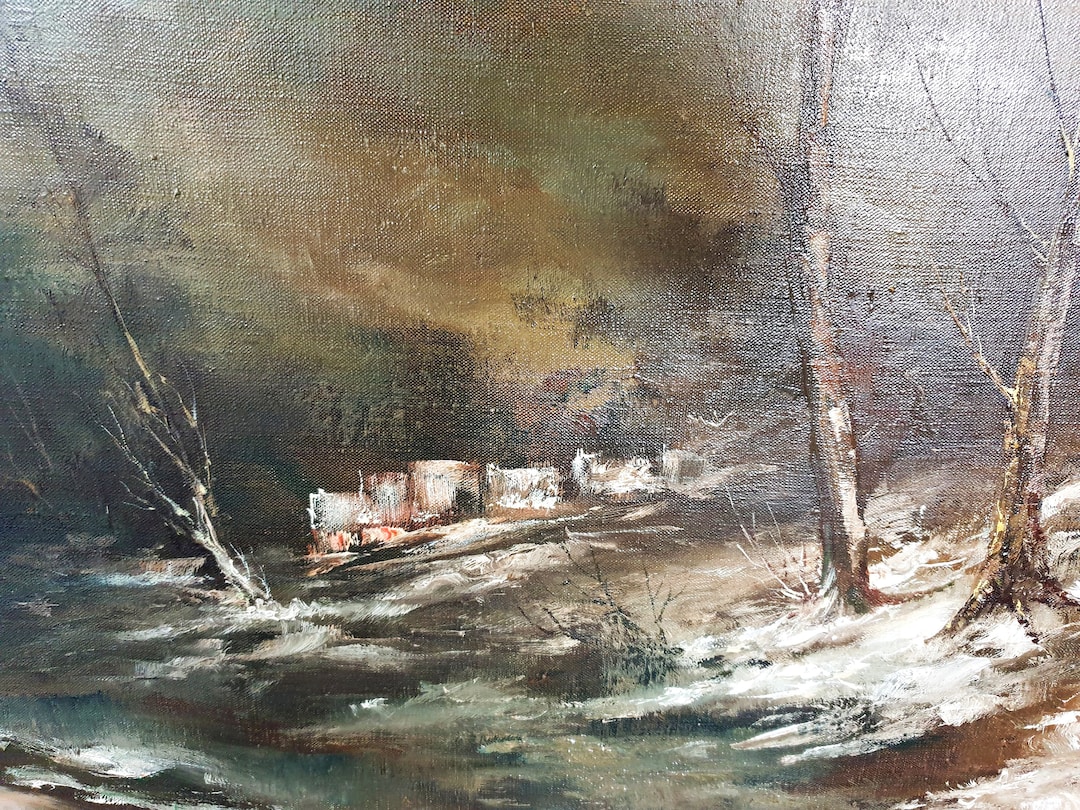 Roger Dewriter: 'cold Winter' Oil on Canvas' - Etsy