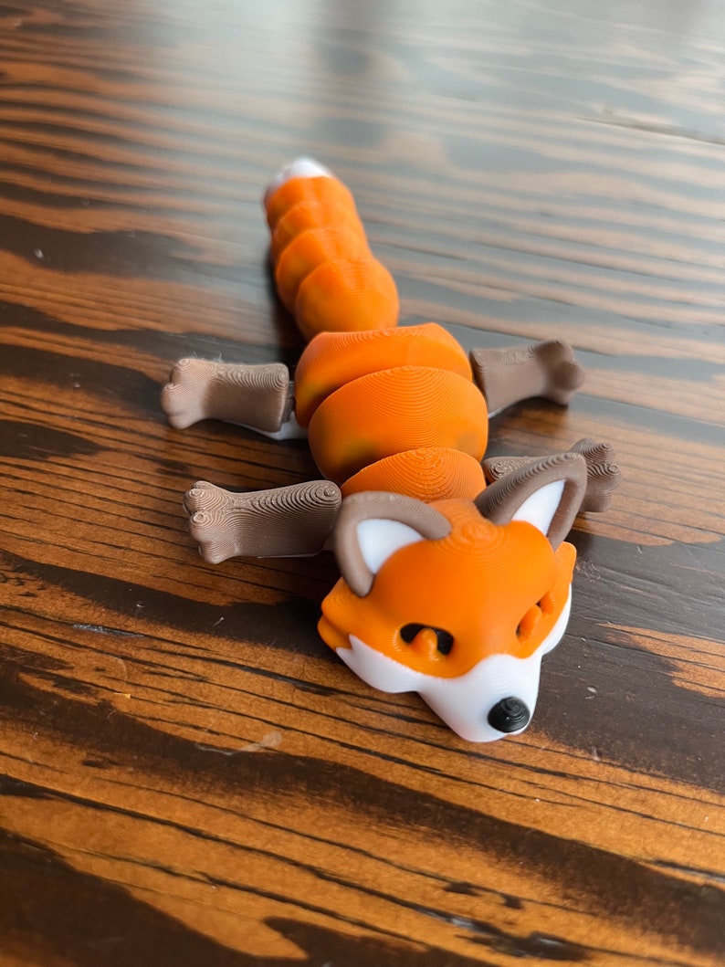 Orange/brown Fox Fidget Toy, Colored 3d Articulated Fox, Flexible Fox ...