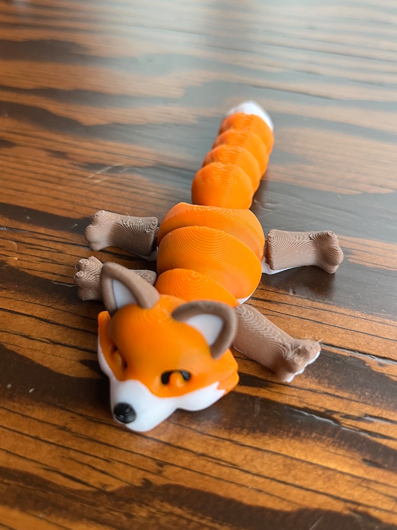 Orange/brown Fox Fidget Toy, Colored 3d Articulated Fox, Flexible Fox ...