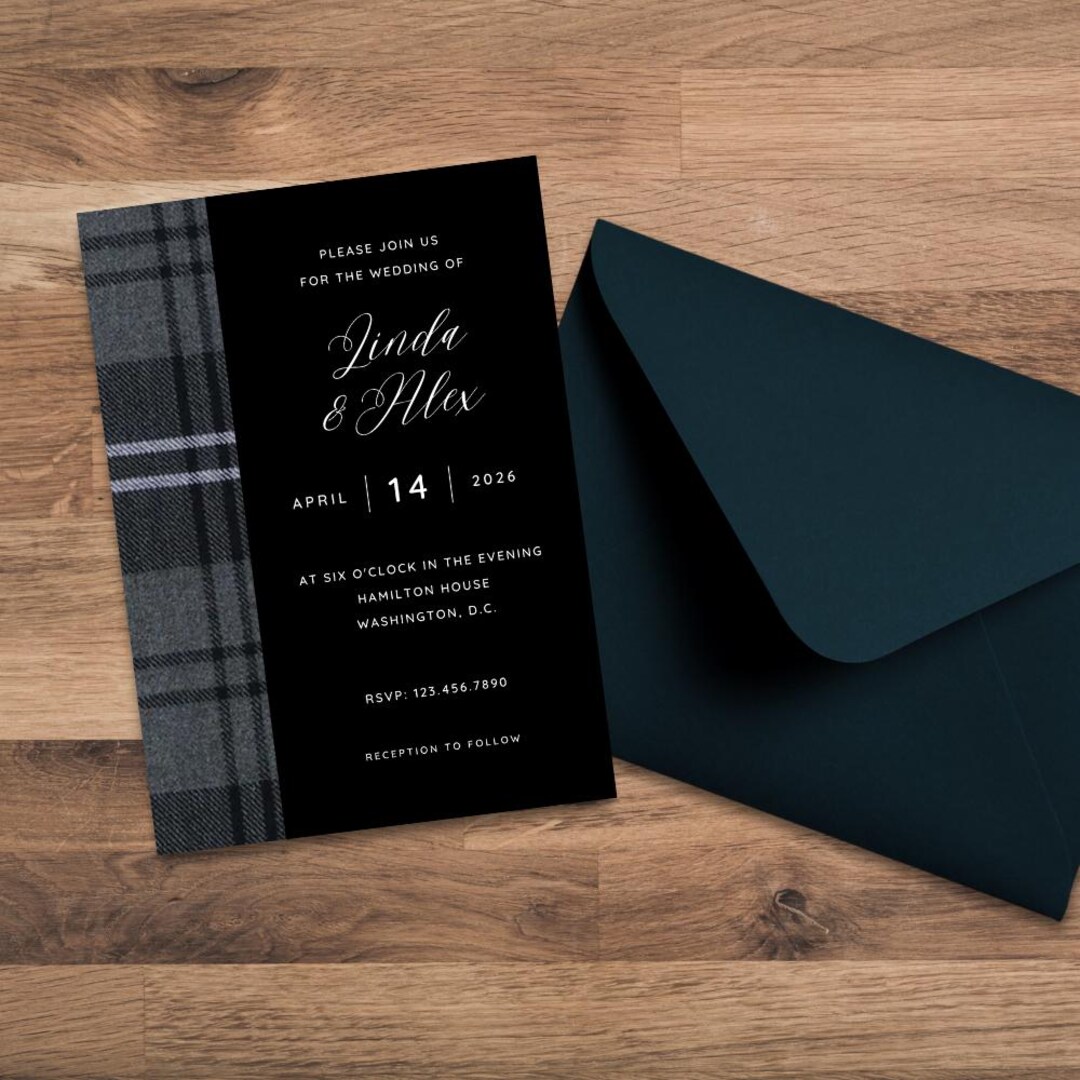 Hamilton Tartan Invitation Template | Side Stripe Style B - Etsy