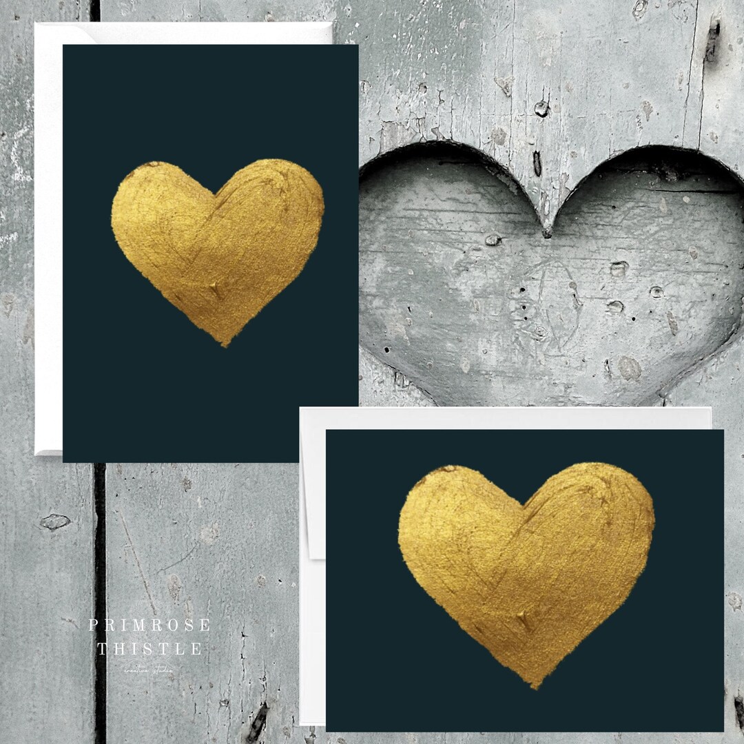 Gold Heart Card Digital Download Print at Home - Etsy Australia