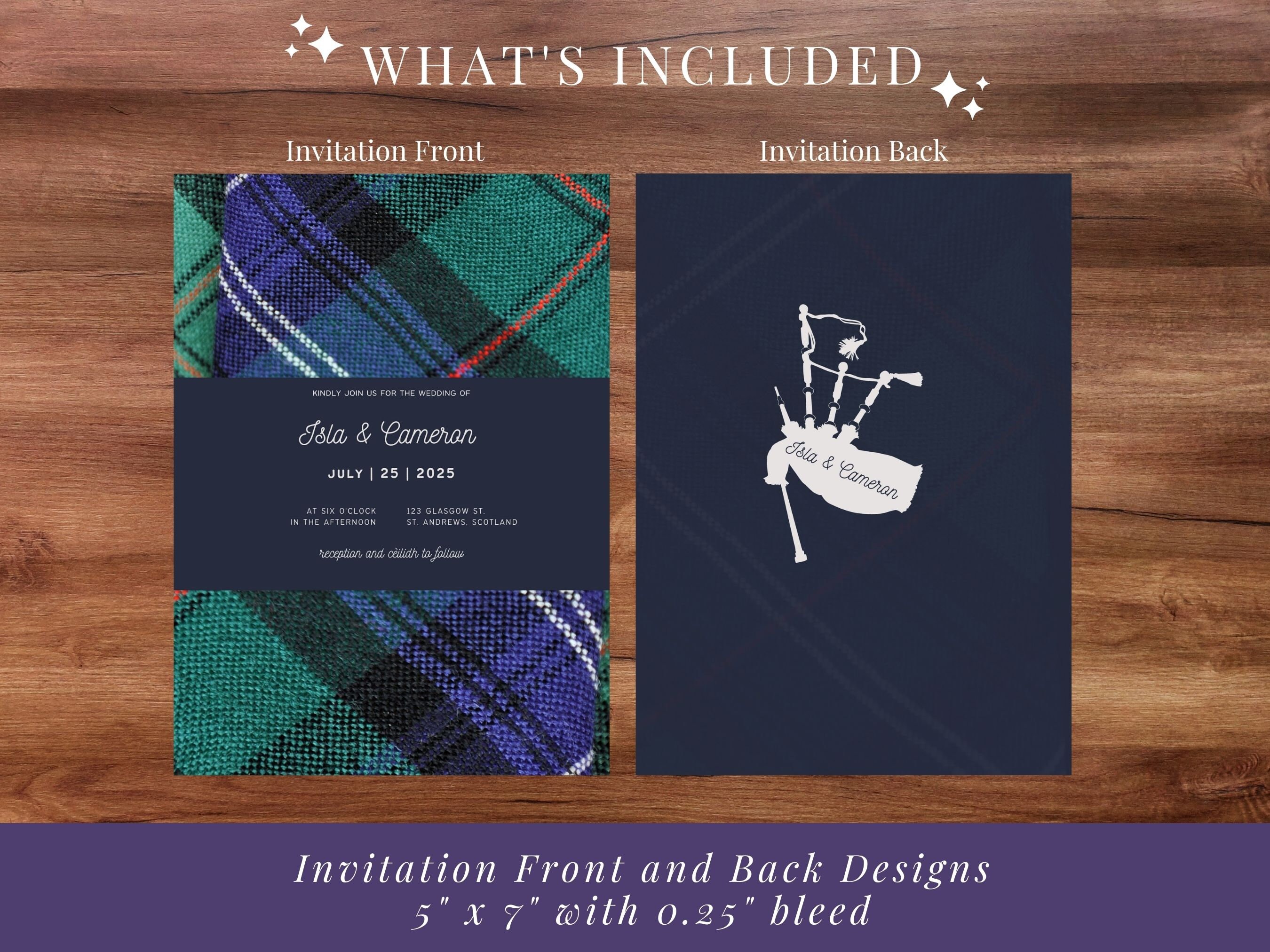 Bagpipes & Tartan Wedding Invitation Template - Etsy