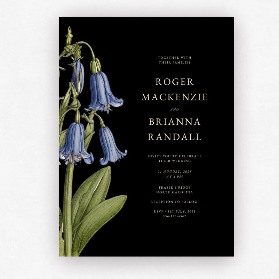 Dark Bluebells Harebells Invitation Template - Etsy