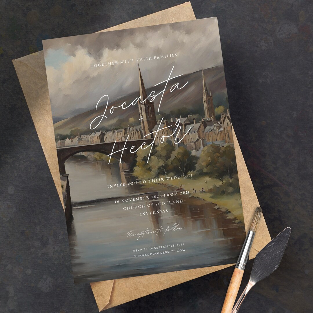 Inverness Vintage Oil Invitation Template - Etsy