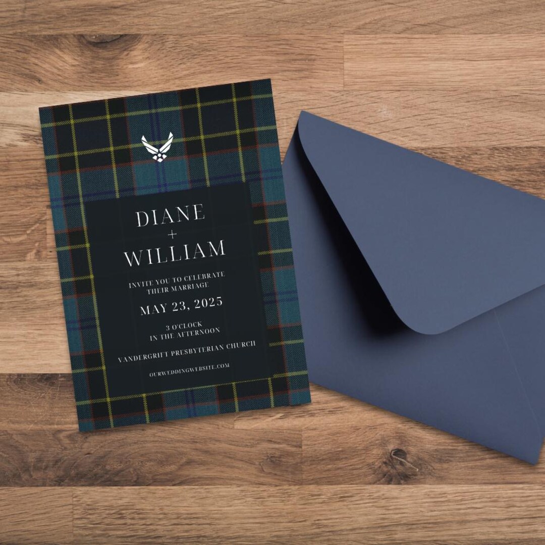 Air Force Tartan Invitation Template | Small Insignia Style B - Etsy