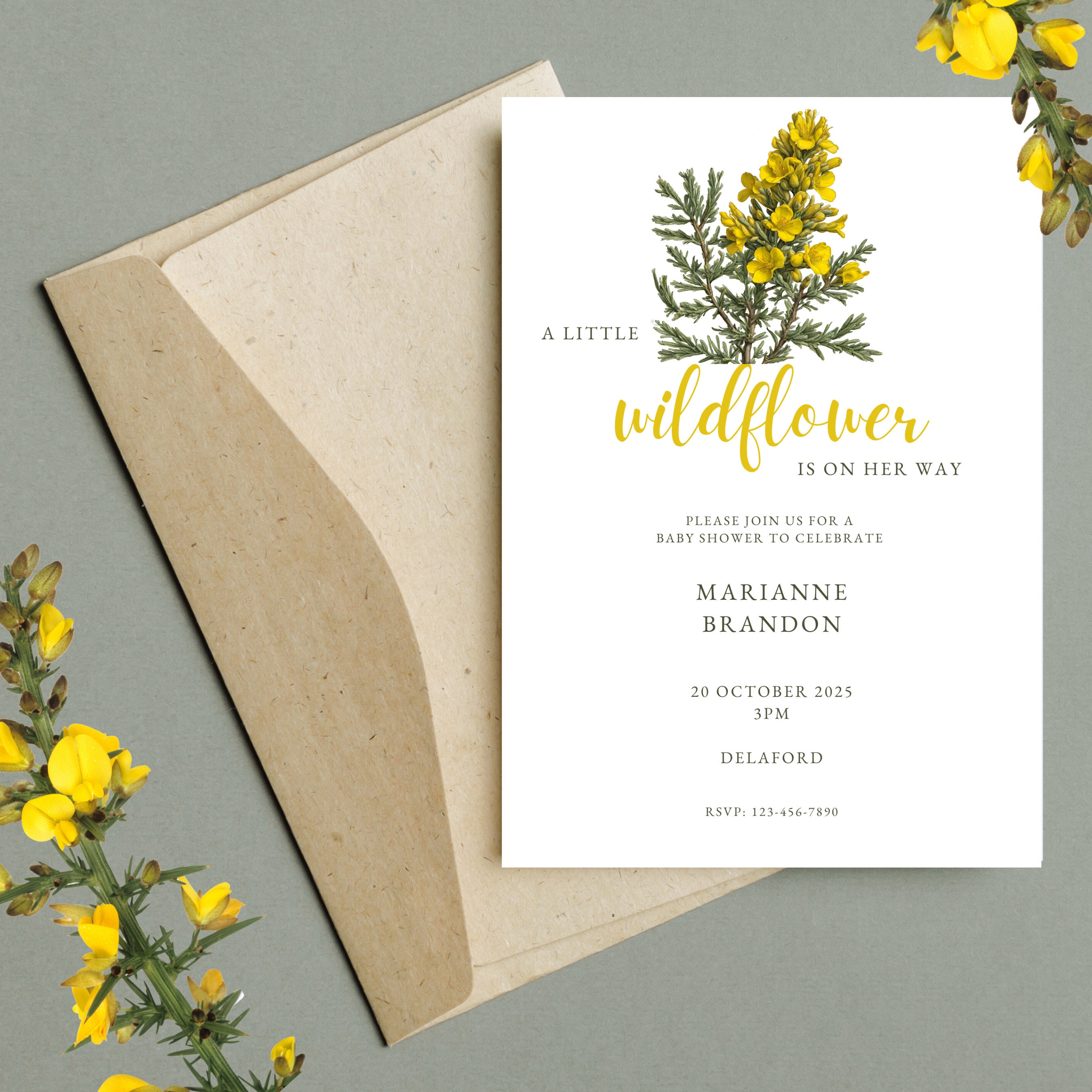 Yellow Gorse Botanical Invitation Templates (set of 3) - Etsy