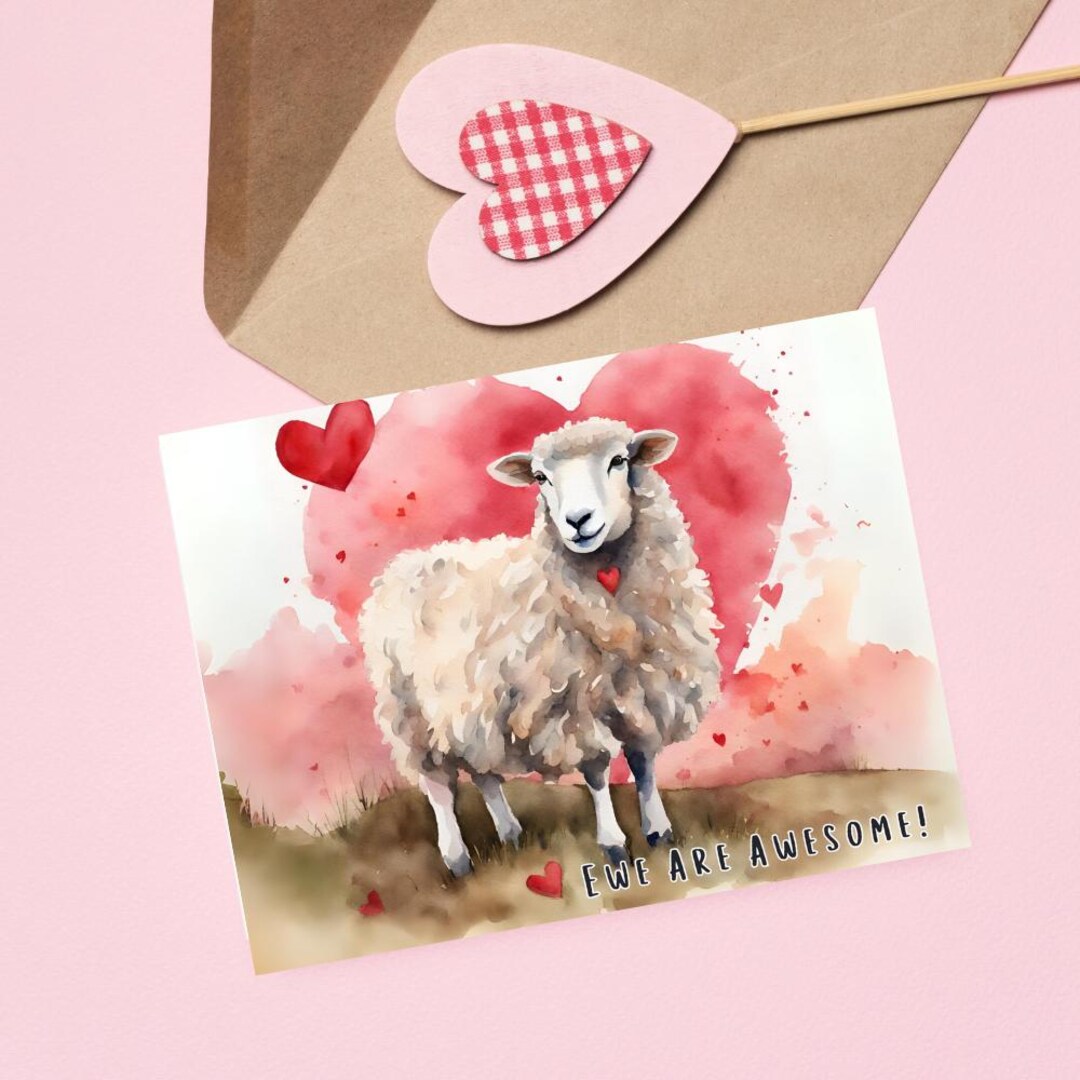 Sheep Printable Valentine Card | Ewe Valentine Card - Etsy
