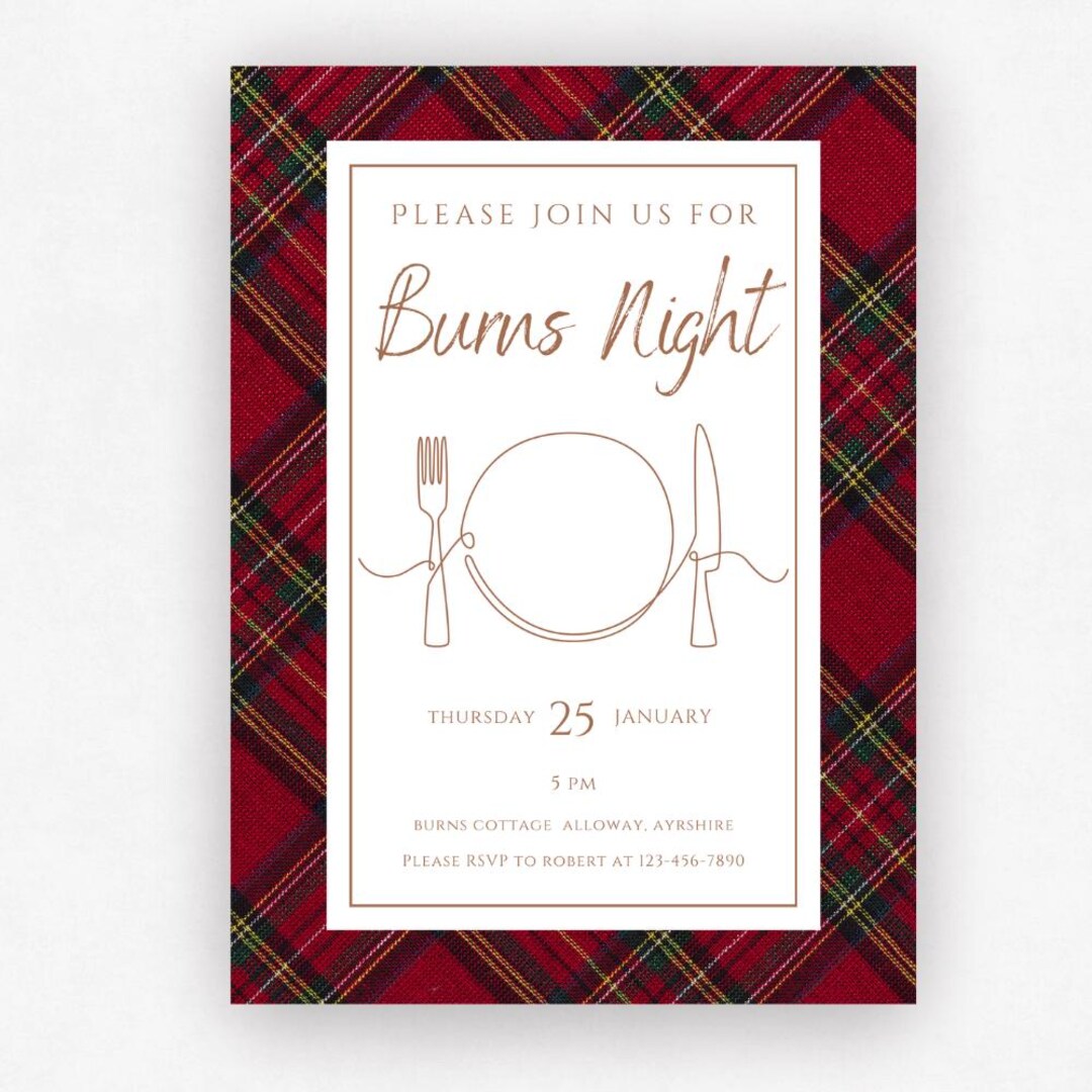 Stewart Tartan Invitation Template | Burns Night Style - Etsy