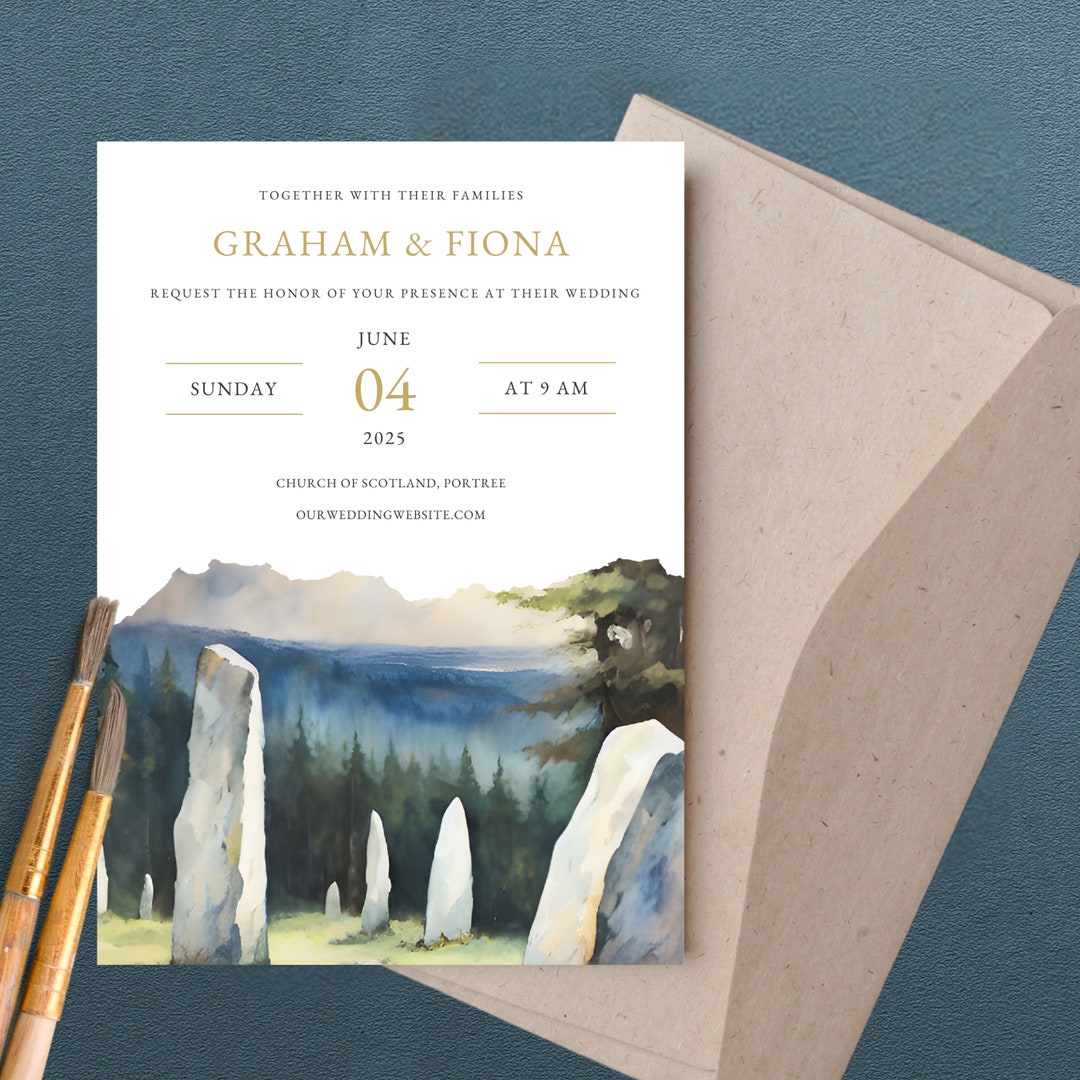 Standing Stones Watercolor Invitation Templates (set of 3) - Etsy