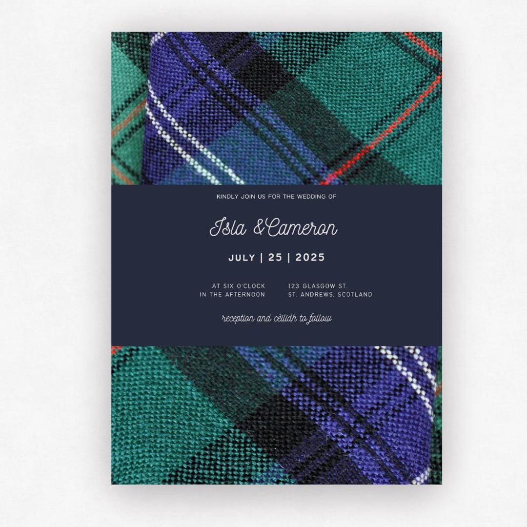 Bagpipes & Tartan Wedding Invitation Template - Etsy